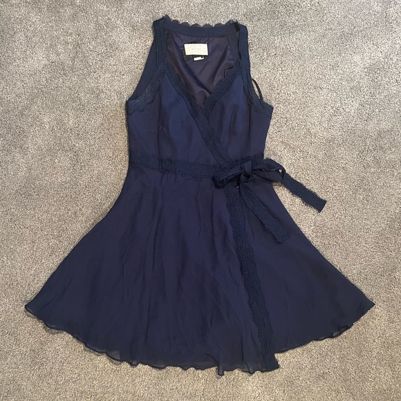 Va et Vien for BHLDN | Dresses | Bhldn Silk Chiffon Navy Dress | Poshmark